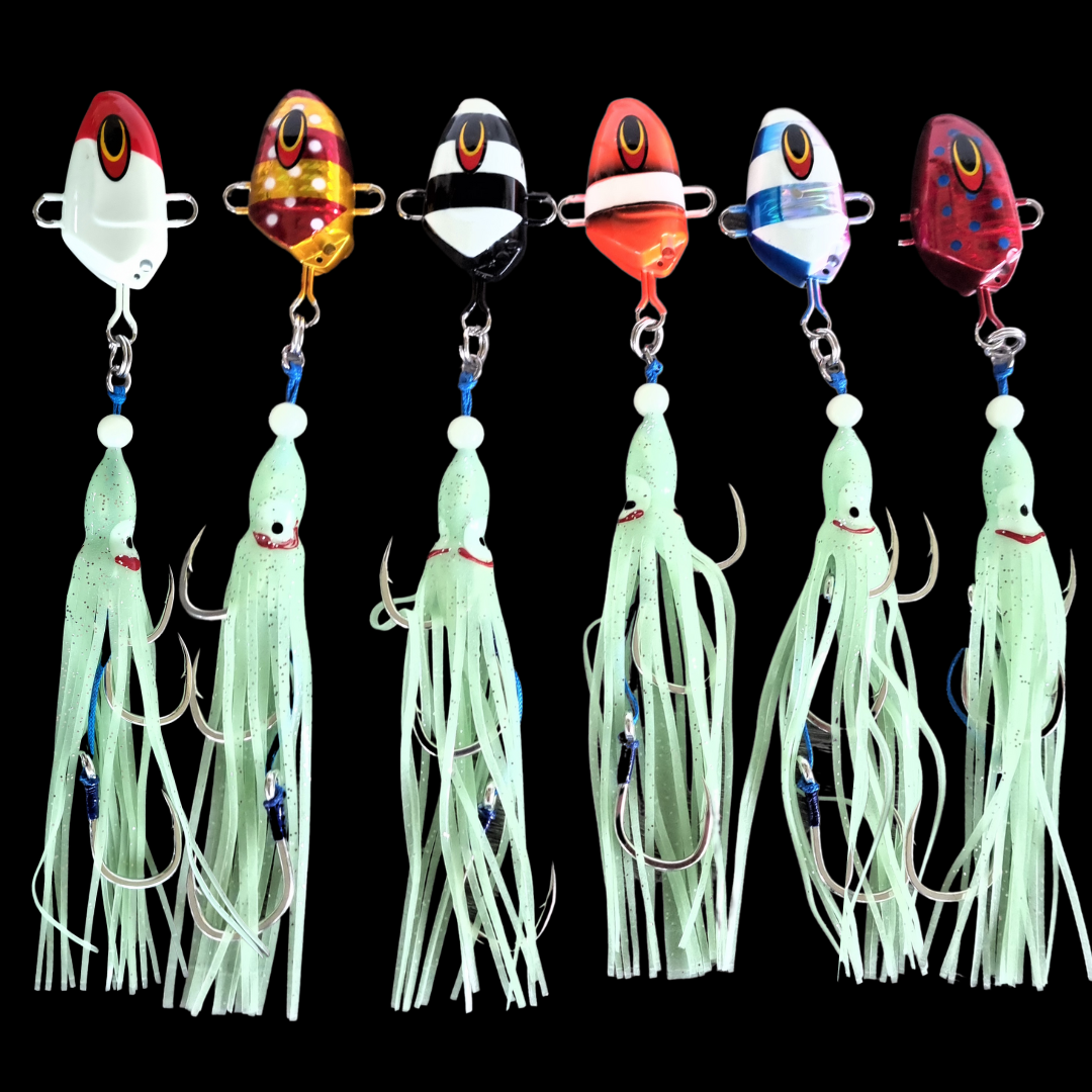 Baited Octo Jigs. Supa Glo. BKK - 6 Packs – SLOW JIGS AUSTRALIA