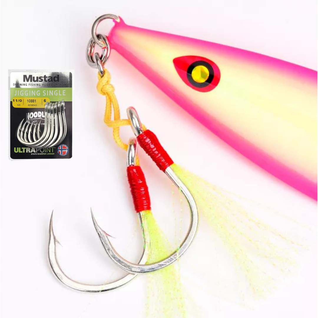 Slow Fall Bomber. Full Glow. 10881 Mustad. 250-350g – SLOW JIGS AUSTRALIA