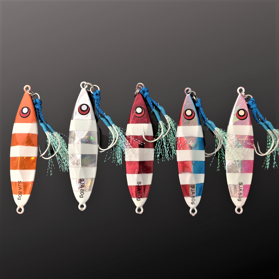 Flat Fall Jigs Rigged 5 Pack of One Size, 40g - 350g. – SLOW JIGS AUSTRALIA